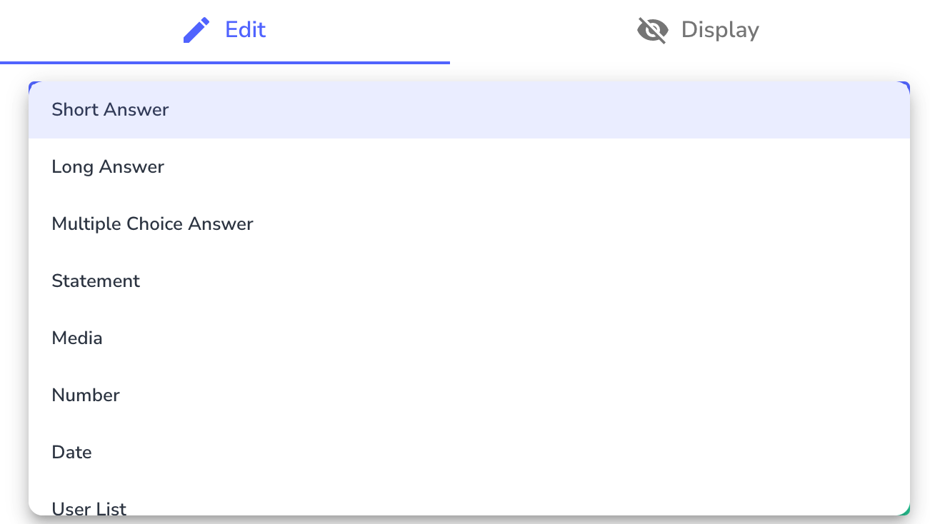What question types can I use in a Workflow?