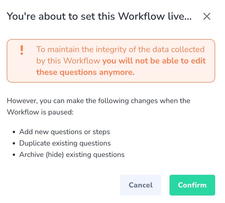 How do I make a Workflow "live" and later "pause" it?