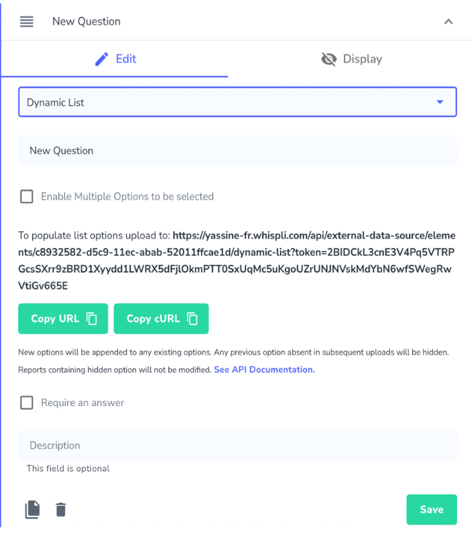 How to Create a Dynamic List Question?